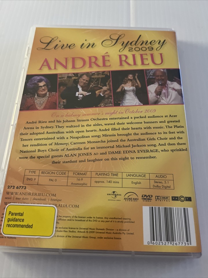 Andre Rieu Live In Sydney 2009 DVD Region Free Music Concert Live ...
