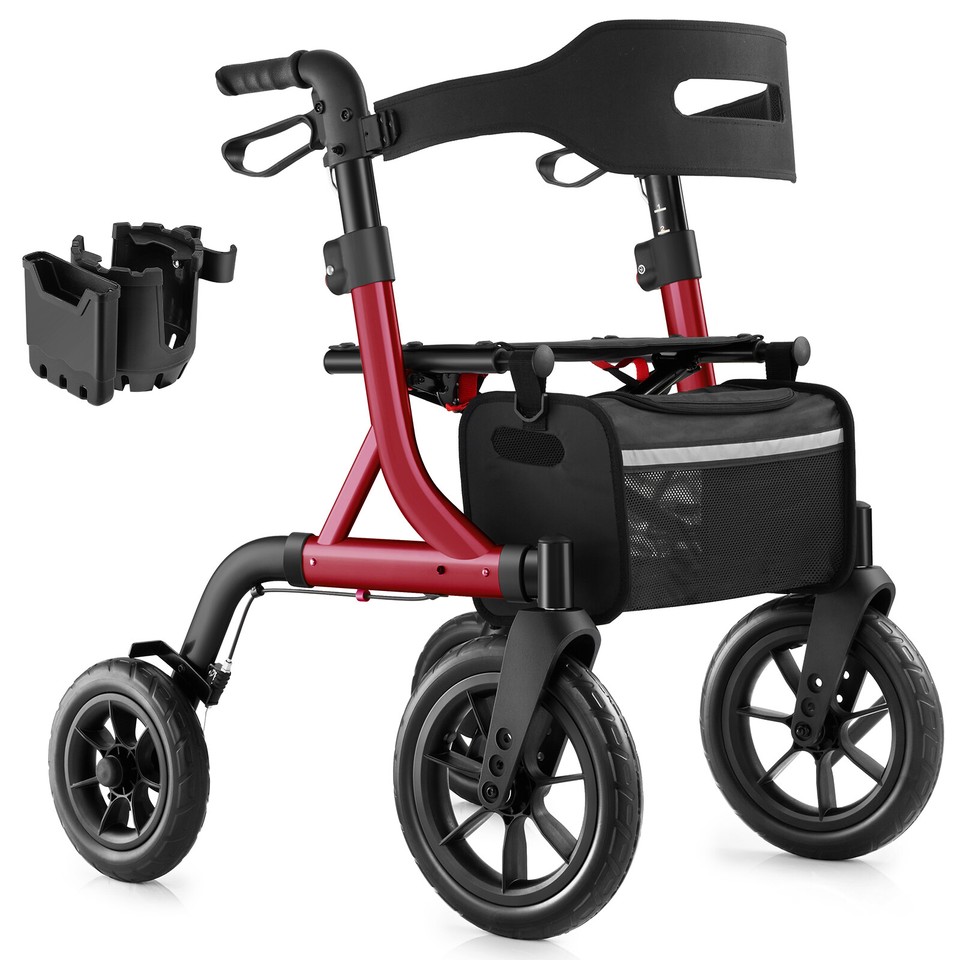 MAXWALK All-Terrain Rollator Walker for Seniors 12"Rubber Wheels ...