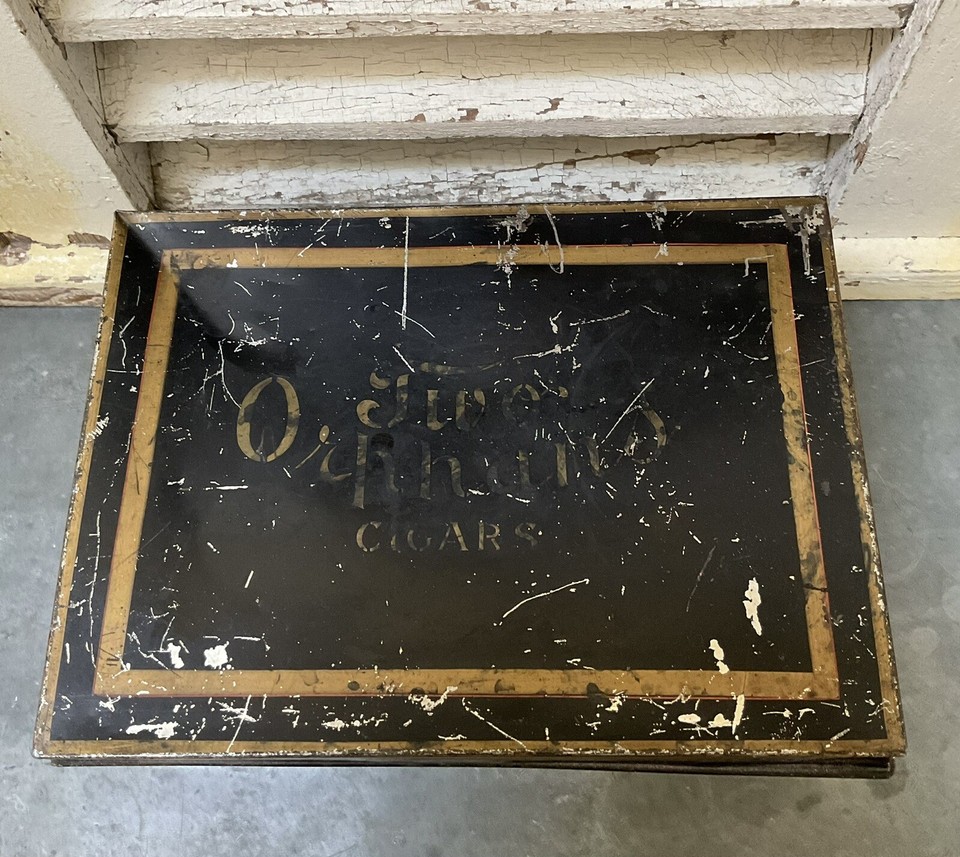 TWO ORPHANS CIGARS Antique Metal Cash Strong Box - Document Safe - NO ...