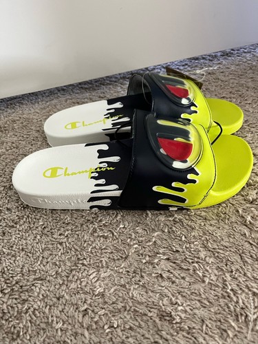 Champion Slides Mens IPO DRIP Molded White Lime Green Navy Blue 10 11 ...