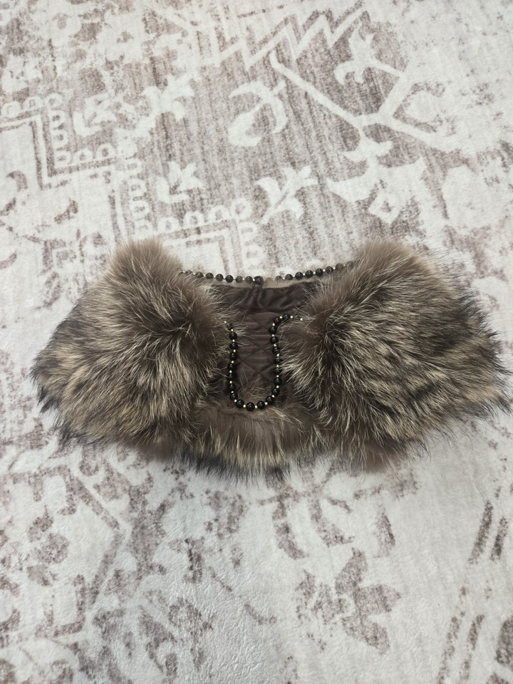 Vintage Poncho Cape Collar Necklace Genuine Raccoon Fur Womens Luxury ...
