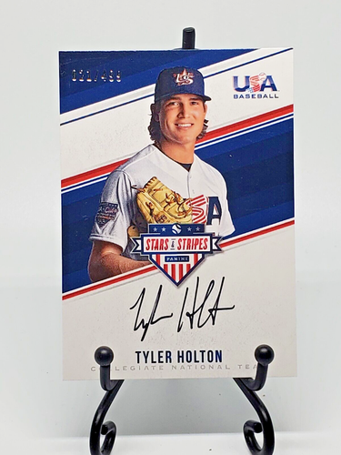 Tyler Holton 2018 USA Baseball Stars & Stripes College AUTO Black Ink # ...