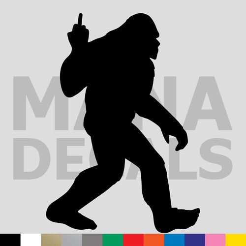 Sasquatch Middle Finger Vinyl Die Cut Decal Sticker - Bigfoot Yeti Flip ...