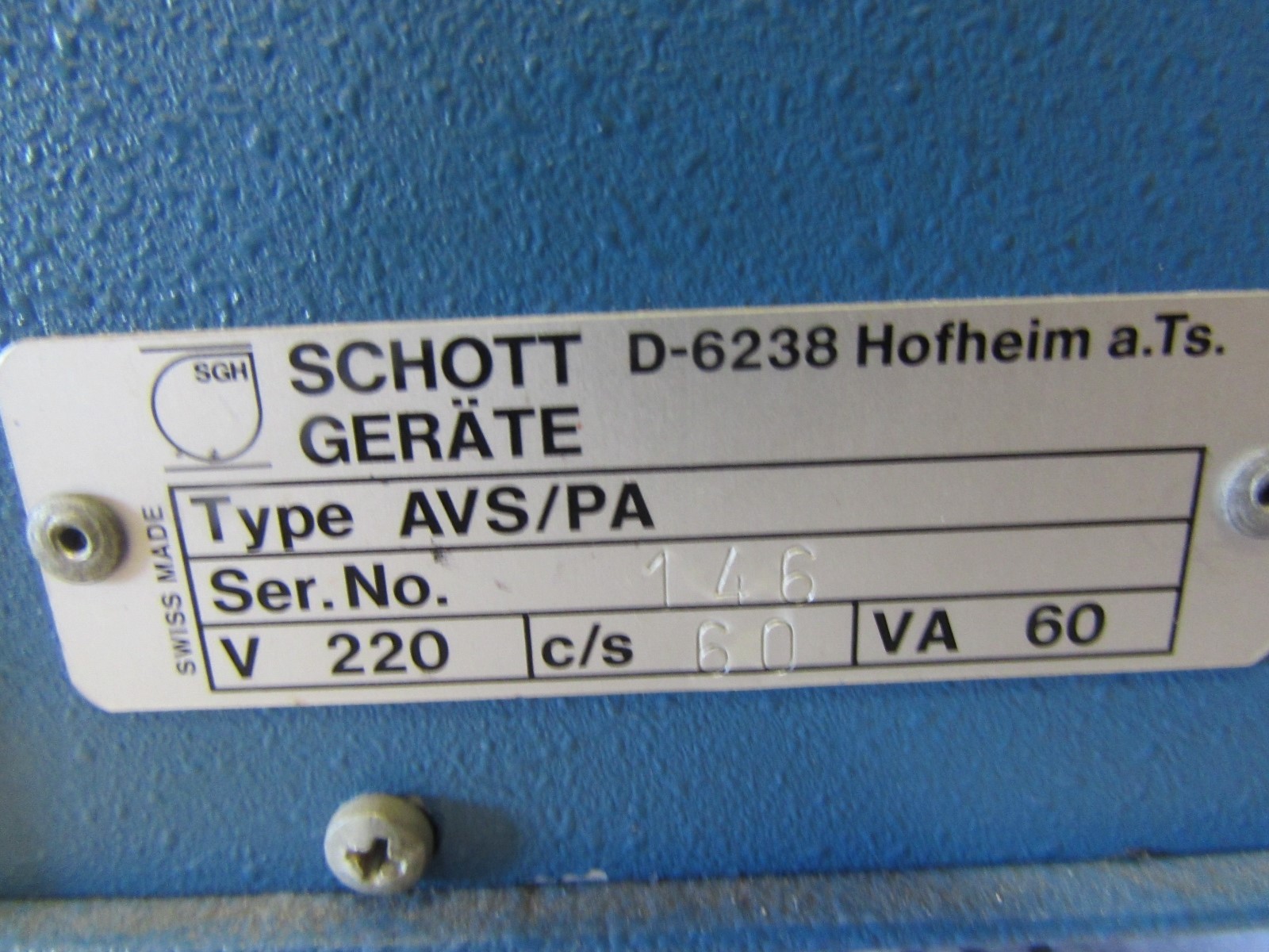 SGH SCHOTT GERATE TYPE AVS/PA USED | eBay