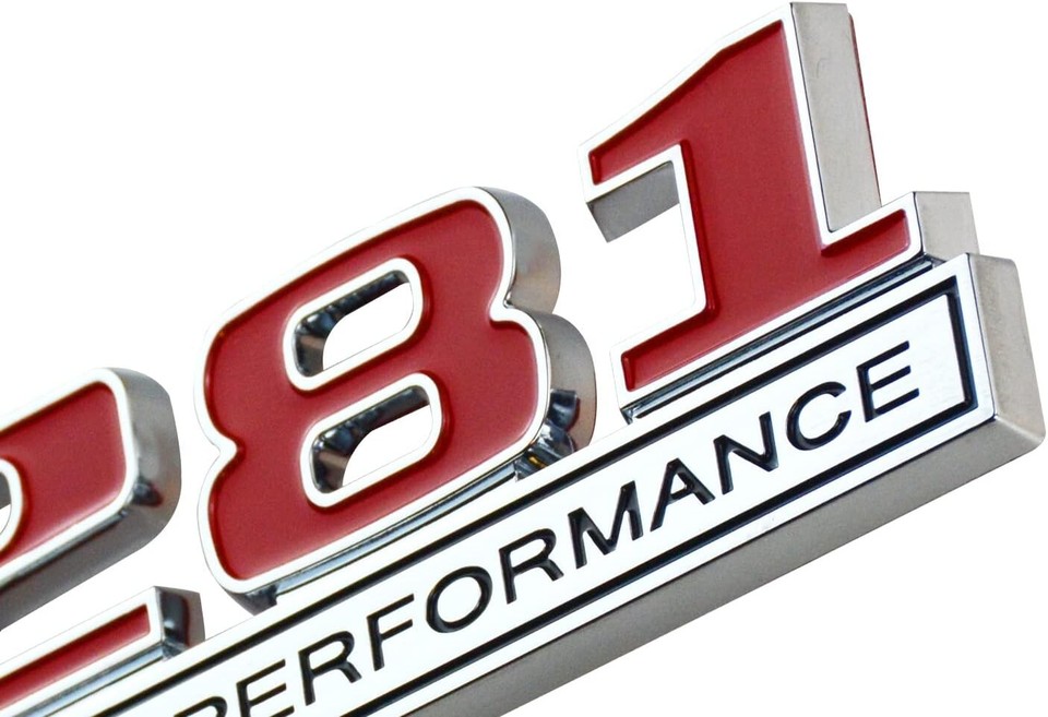 281 4.6 Liter Engine High Performance Emblem Badge Logo in Chrome & Red ...