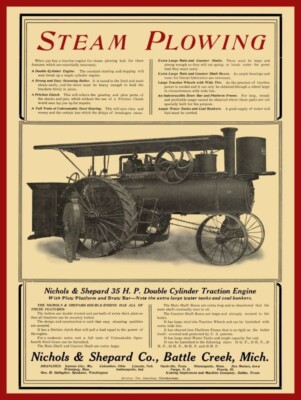 1907 Nichols & Shepard Steam Traction Engine NEW Steel Sign 30x40" XXL ...