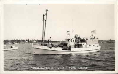 Vinalhaven Maine "Vinalhaven II" Car Ferry Real Photo Vintage Postcard ...