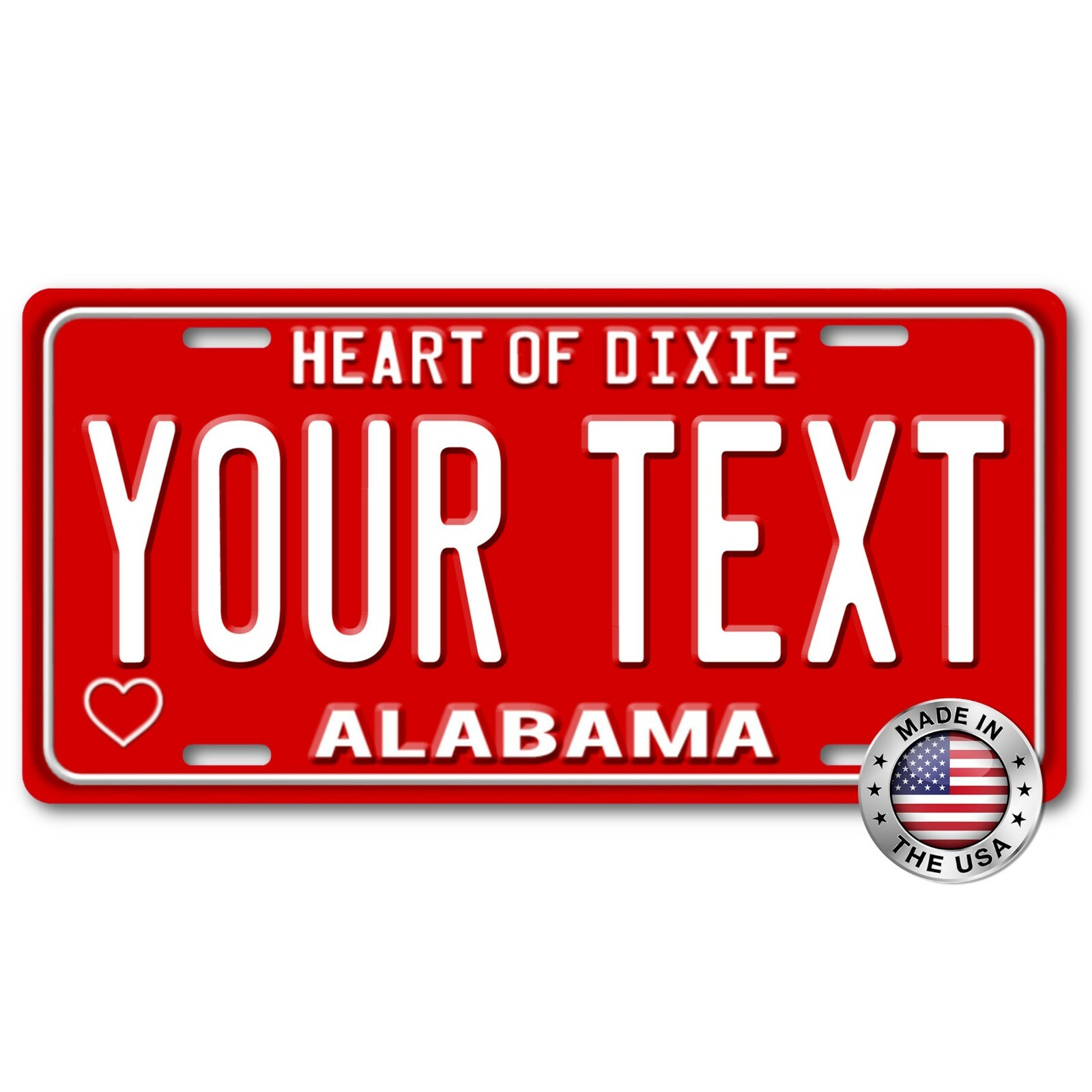 RED Alabama YOUR TEXT Personalized Custom Text Aluminum Vanity License ...