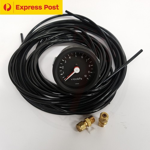 VDO 12v/24v 60mm 1000Kpa + 2x LINE KIT MECHANICAL DUAL AIR PRESSURE ...