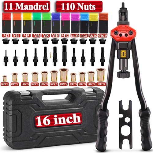 Rivet Gun Kit Rivnut Thread Setting Tool Nut Setter NutSert Metric SAE ...