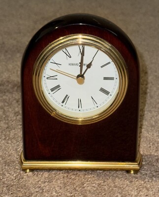 Howard Miller Rosewood Arch Clock Brass Table Desk Mantle Clock Working ...