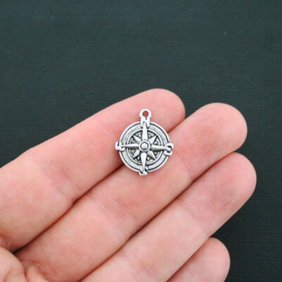 BULK 40 Compass Charms Antique Silver Tone - SC3107 | eBay