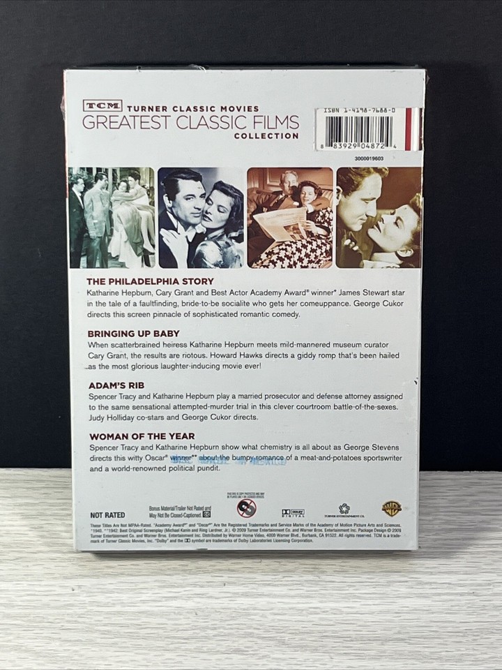 TCM Classic 4 Films DVD Romantic Comedies Spencer Tracy Cary Grant New ...