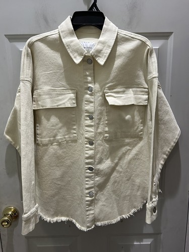 New!Celebrity Pink Cream Fray Bottom Shacket. Size S. Real Cute Shirt ...