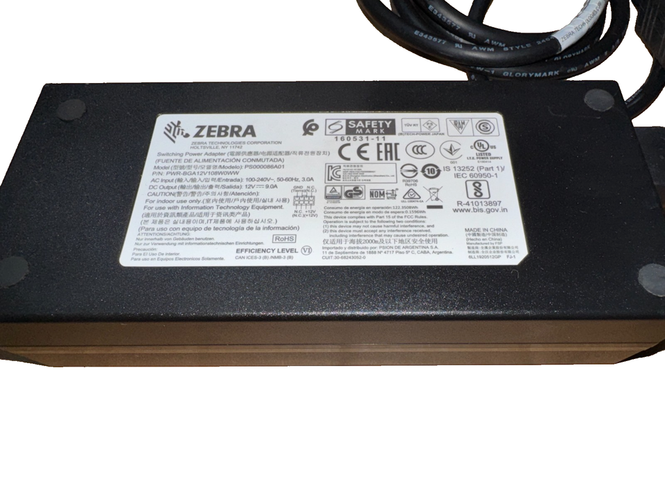 5x Zebra Power Supply 12V 9A Cradle Docking Station Charger PWR ...