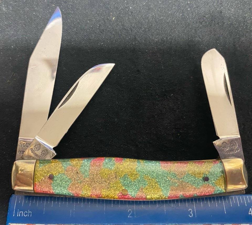 Indian Head C. Risner Stockman Knife, Christmas Tree Handles Composite ...