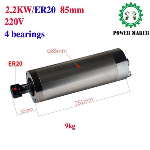 CNC Router Water Cooled Spindle 800W 1.5KW 2.2KW 3KW 4 Bearings Motor ...