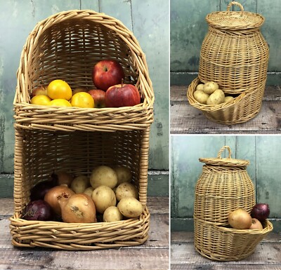 Potato Vegetable Onion Veg Fruit Storage Wicker Willow Baskets Hoppers ...