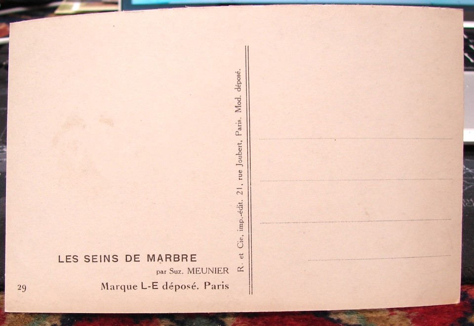 French Risque Card -Nude Lady in Gown--Artist SGD S.Meunier"===Unposted ...