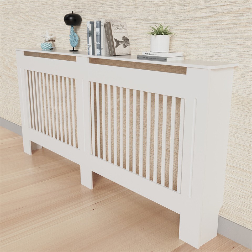 Modern Slatted Radiator Cover Heating Cabinet Solid Mdf White Extra ...