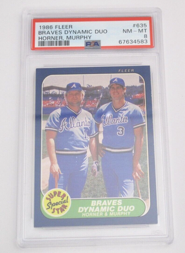 1986 Fleer baseball Bob Horner Dale Murphy Atlanta Braves #635 PSA 8 NM ...