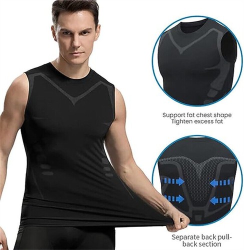 Men Classic Body Shaper Posture Corrector Vest Abdomen Compression Tops ...
