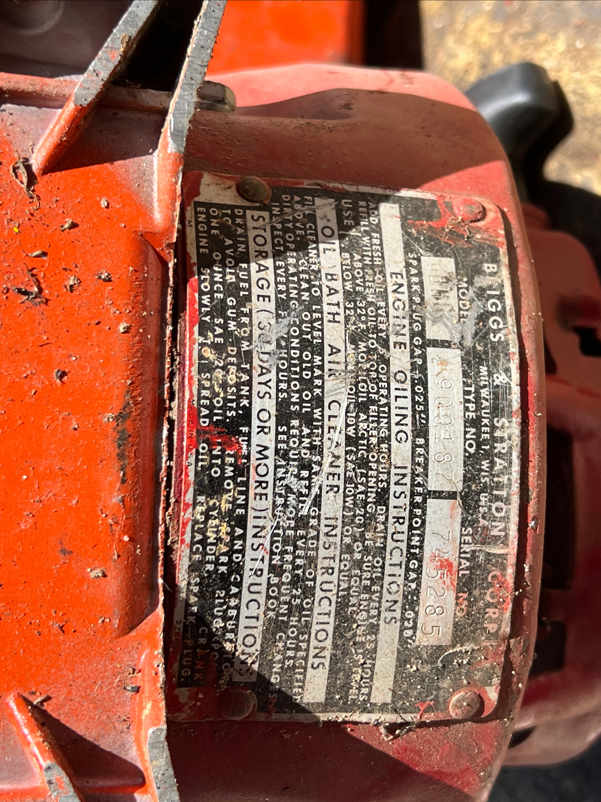 Vintage Briggs & Stratton Small Engine Motor Model 6BHS - Parts ...