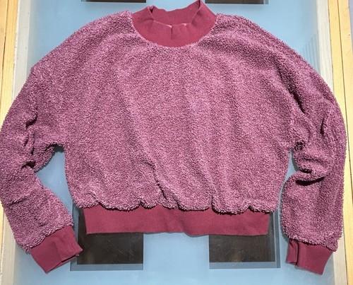 fabletics womens XL red sherpa pullover top | eBay