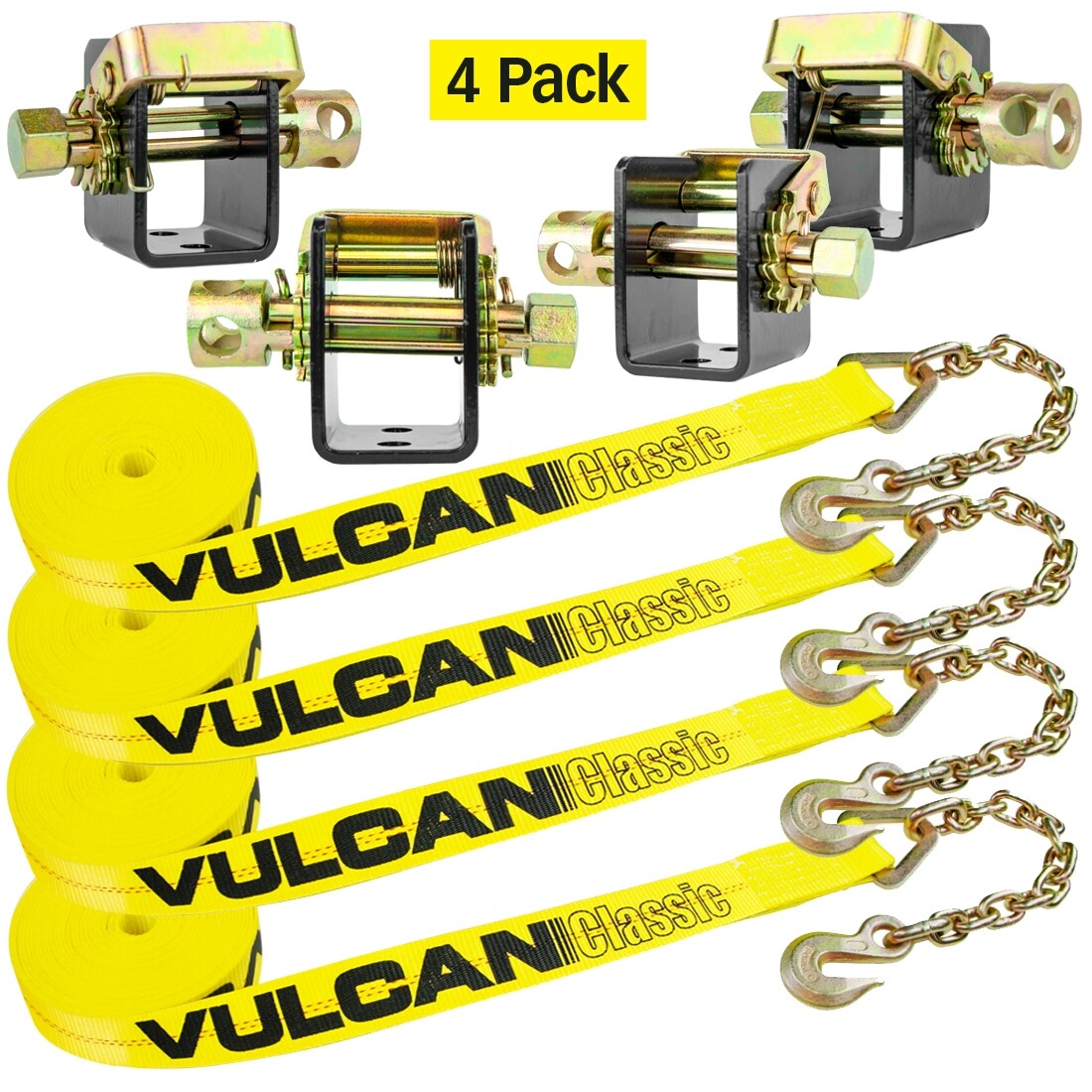VULCAN Lashing Winch & Chain Anchor Winch Strap Kit - 2" - 3300 lbs SWL ...