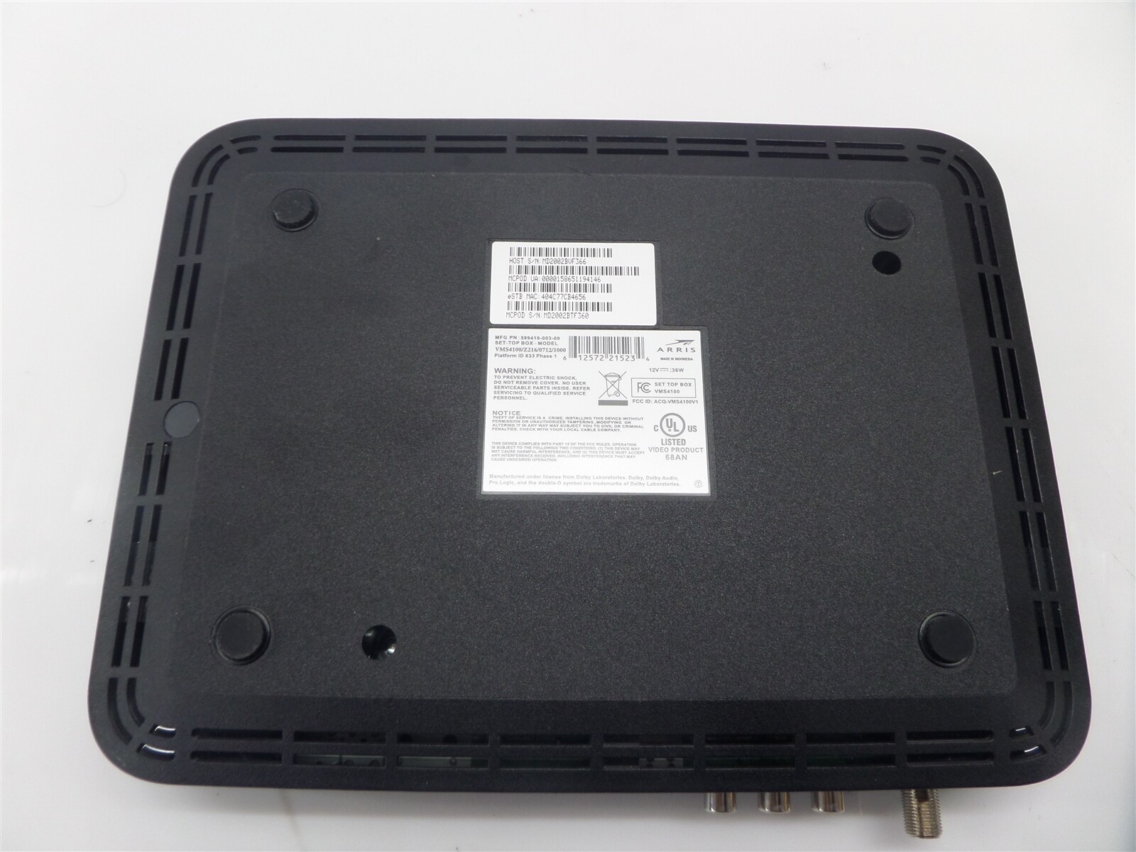 Verizon Fios TV One Arris Set Top Box 599419-003-00 w/ Remote ...