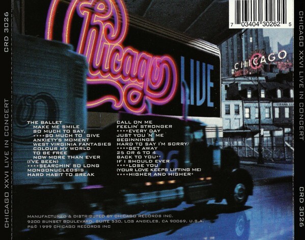 Chicago XXVI -- The Live Album by Chicago (CD, Oct-1999, Chicago ...