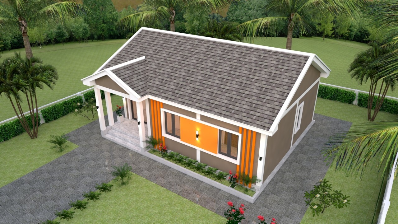 30x23 Feet Small House 9x7 Meter 2 Bed 1 Bath Gable Roof PDF Plan (A4 ...