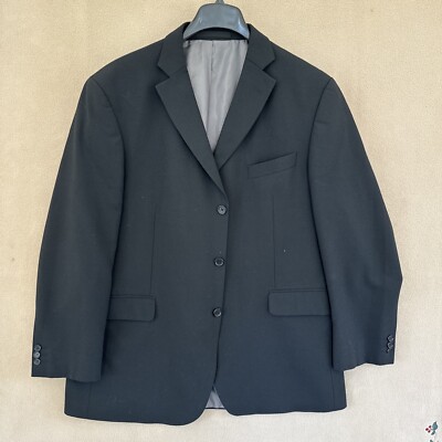 @BTN Marks Spencer Mens Black Poly 3 Button Jacket Blazer Medium Ch. 48 ...