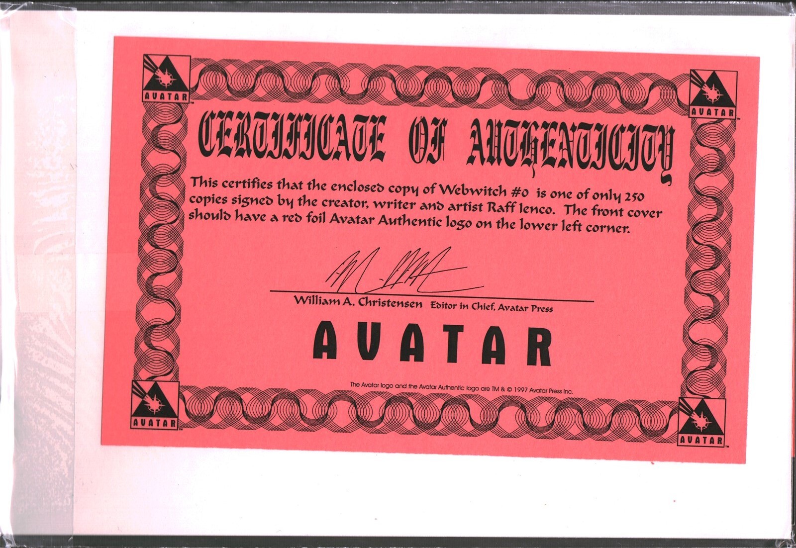 Vintage Avatar Comics Webwitch Issue #0 Comic Book Signed 1997 | eBay