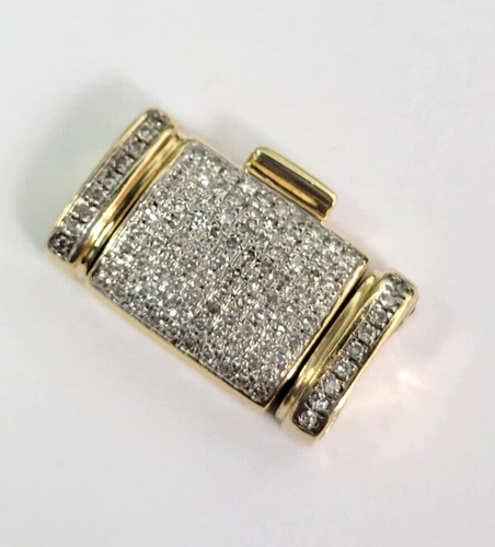 10K Yellow Gold Diamond Box Clasp Accessory 10MM Pave Set Double Lock ...