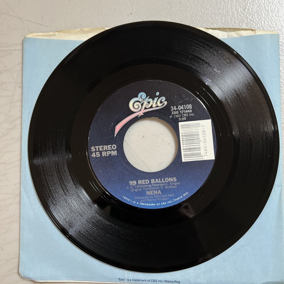 Nena 99 Red Balloons / 99 Luftballoons 1983 Epic 34-04108 45rpm 7" EX ...