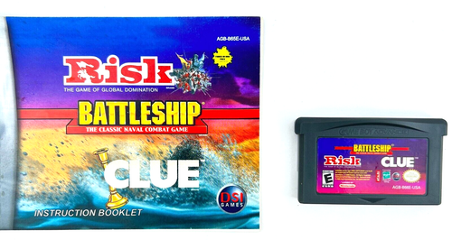RISK/BATTLESHIP/CLUE NINTENDO GAME BOY ADVANCE SP GBA MANUAL INCLUDED ...