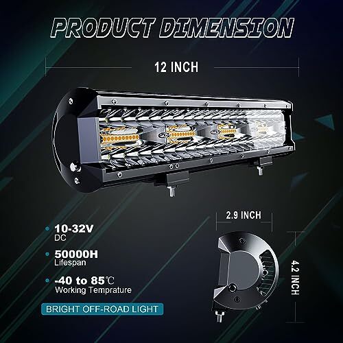 12 Inch 72w Led Light Bar White/amber Flasing Strobe Light With Six ...