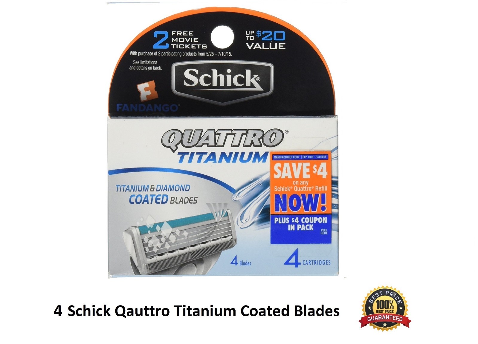 Schick Quattro Titanium Razor Blades Men Refill Cartridge Trimmer 1 4 8 ...