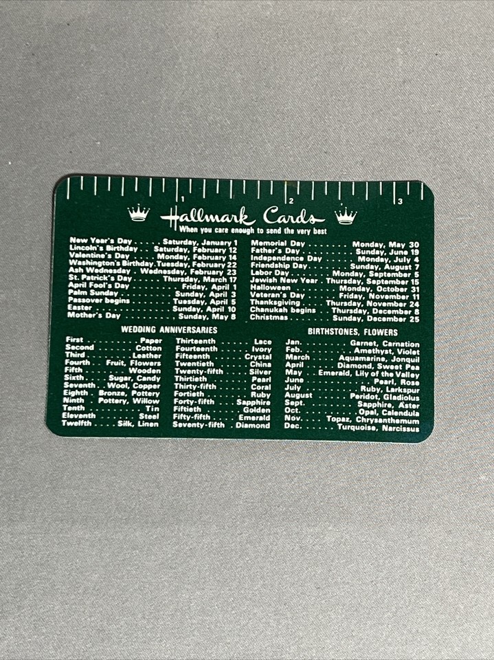 1966 Hallmark Cards Pocket Wallet Calendar Baldwin Stationers Arcadia ...