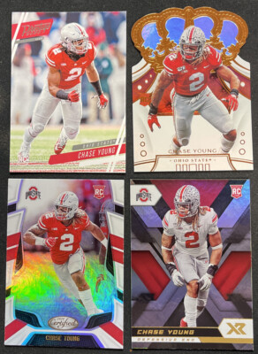 CHASE YOUNG RC (LOT OF 4) DIFFERENT OHIO STATE FOOTBALL CARDS NM/MINT ...