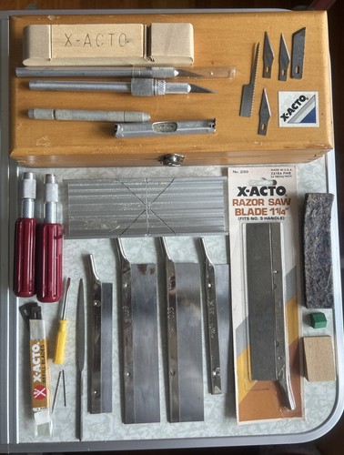 Vintage X-ACTO Set Knife Tools Set In Wood Box Blades Lot Of 29 | eBay