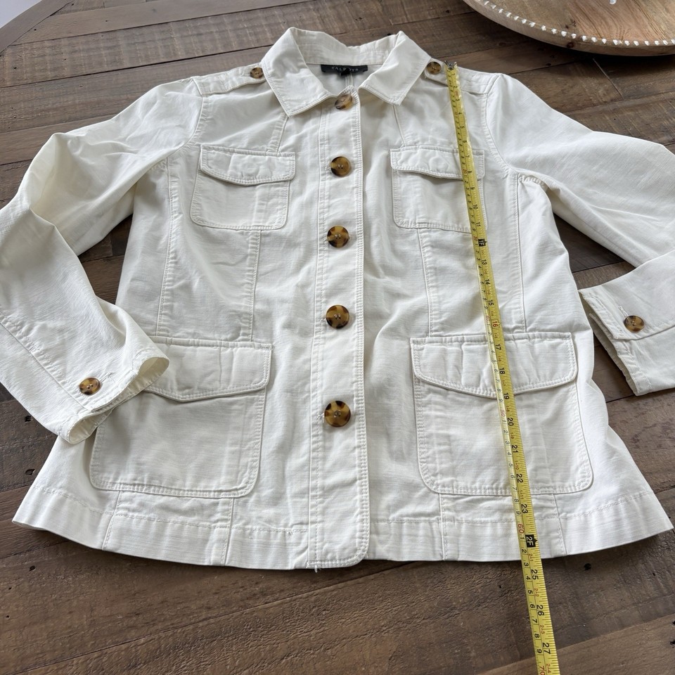 Talbots Montauk Twill Field Utility Barn Jacket Off White Cargo Military Ivory | eBay