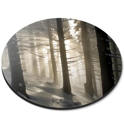 Round Mouse Mat Sunbeams Winter Forest Snow Trees #63289 | eBay UK