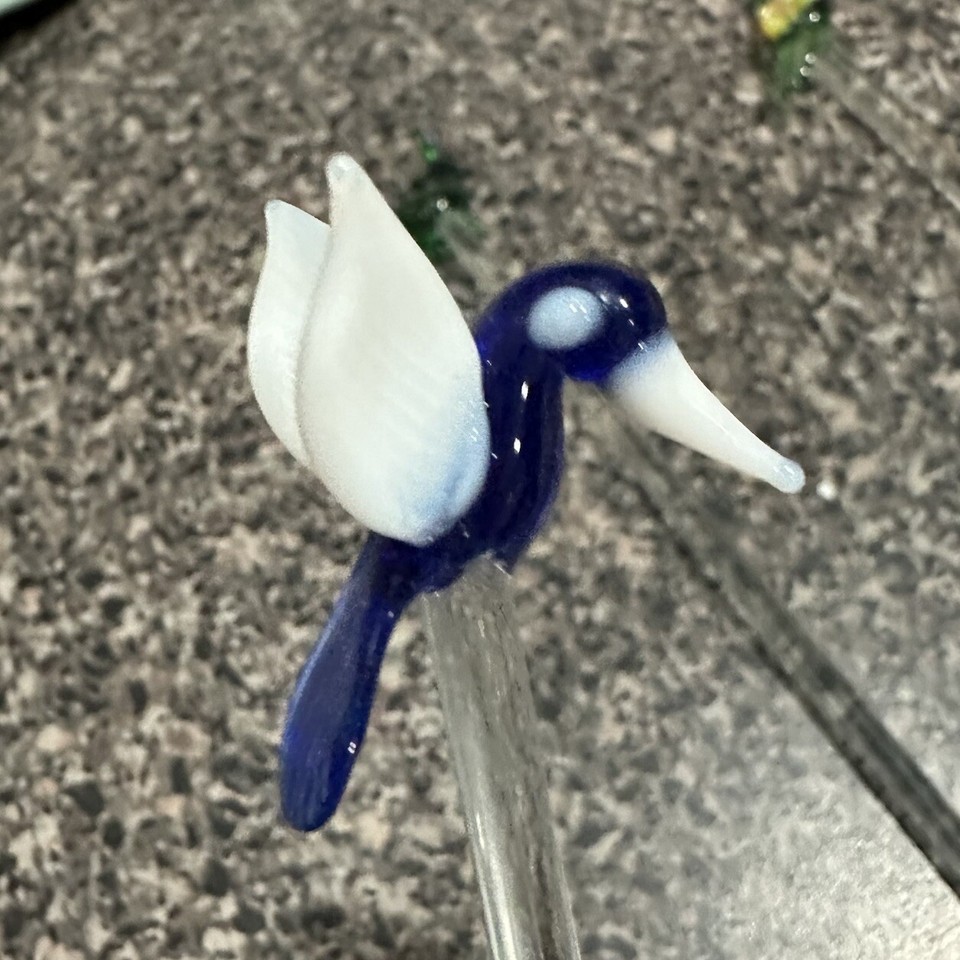 SET OF 4 Hand Blown Art Glass Bird Frog Swizzle Sticks/Drink Stirrers ...