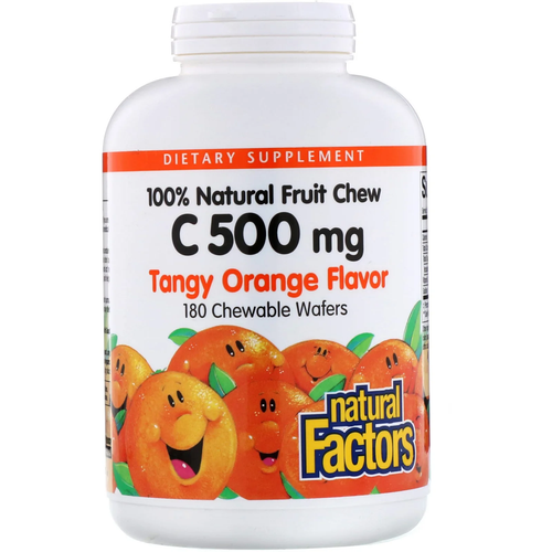 Natural Factors, 100% Natural Fruit Chew Vitamin C, Tangy Orange, 500 ...
