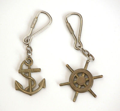VINTAGE ANCHOR KEY CHAIN BRASS LOOK NAUTICA YACHT SAILING NAUTICAL ...