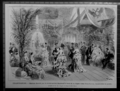 VILLEFRANCHE FREGATE BAL AMIRAL BOUTAKOFF gravure 1875 antique print | eBay
