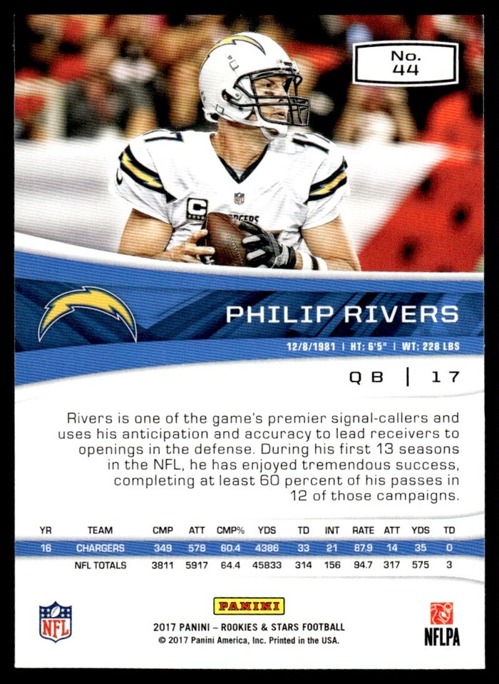 2017 Panini Rookies & Stars Philip Rivers Los Angeles Chargers #44 | eBay