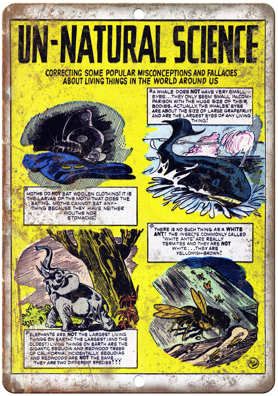 Unnatural Science Vintage Comic Strip Ace 12" x 9" Reproduction Metal ...